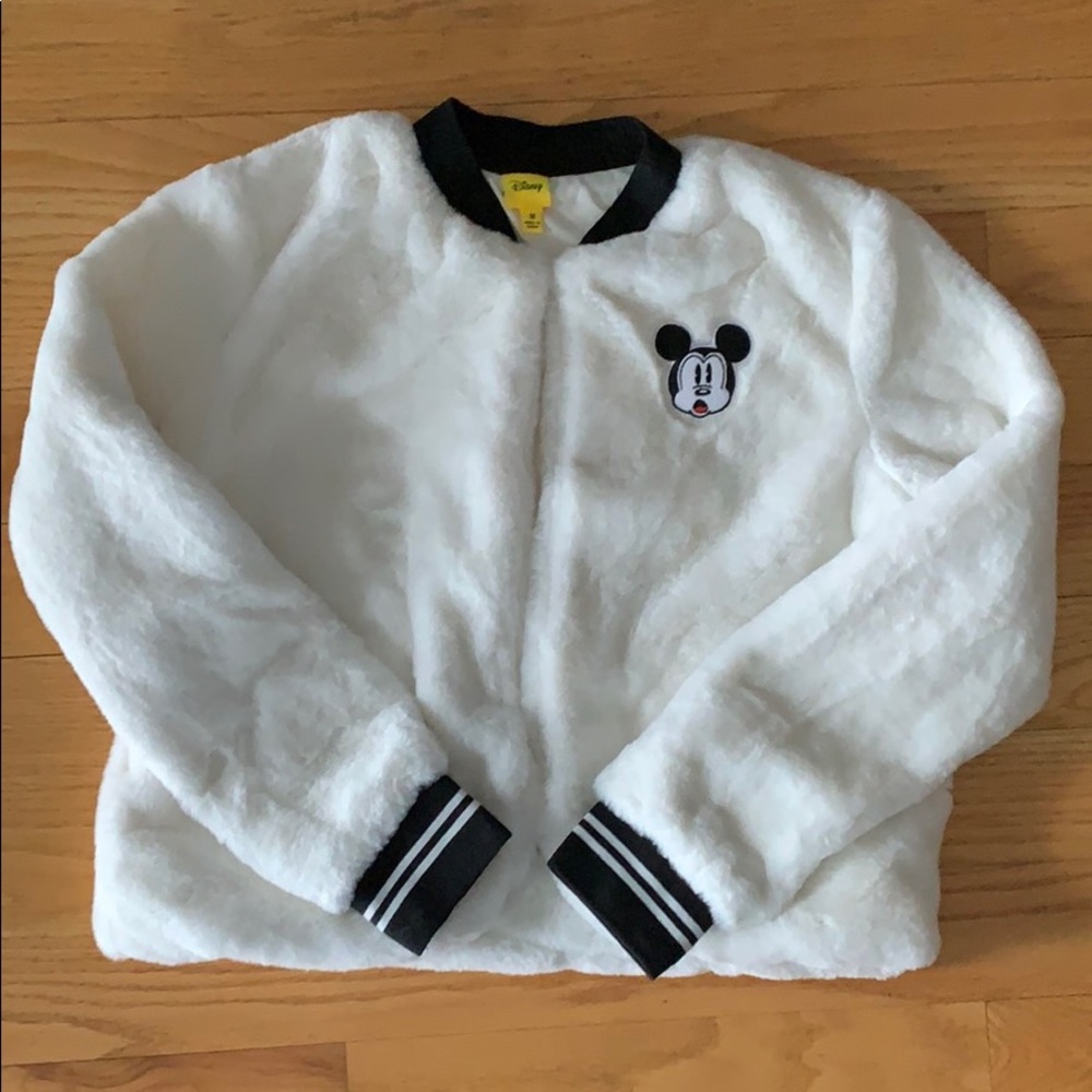 Disney Mickey Mouse Faux Fur Bomber Jacket - Gem